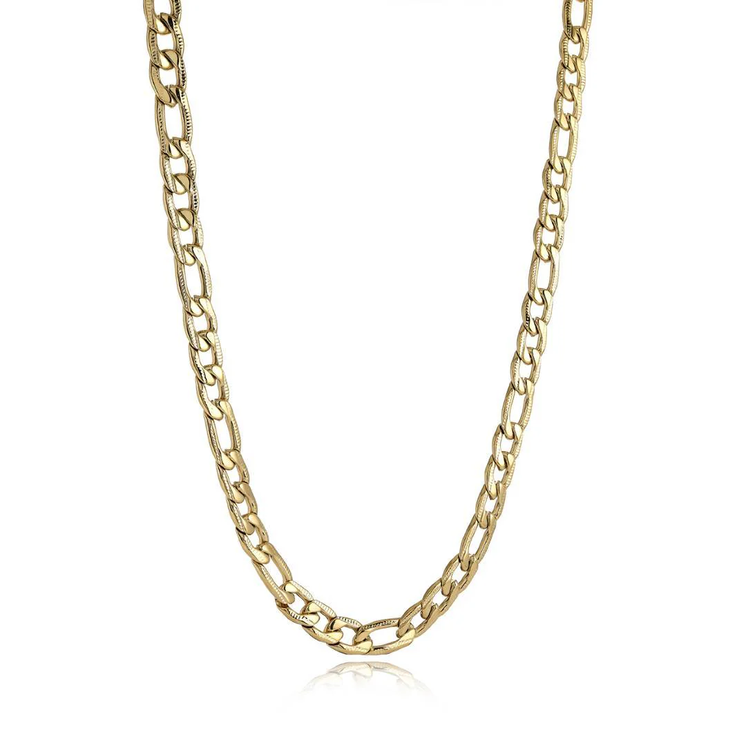 Figaro 7MM Diamond Cut Gold Steel Chain – SHOPKURY.COM