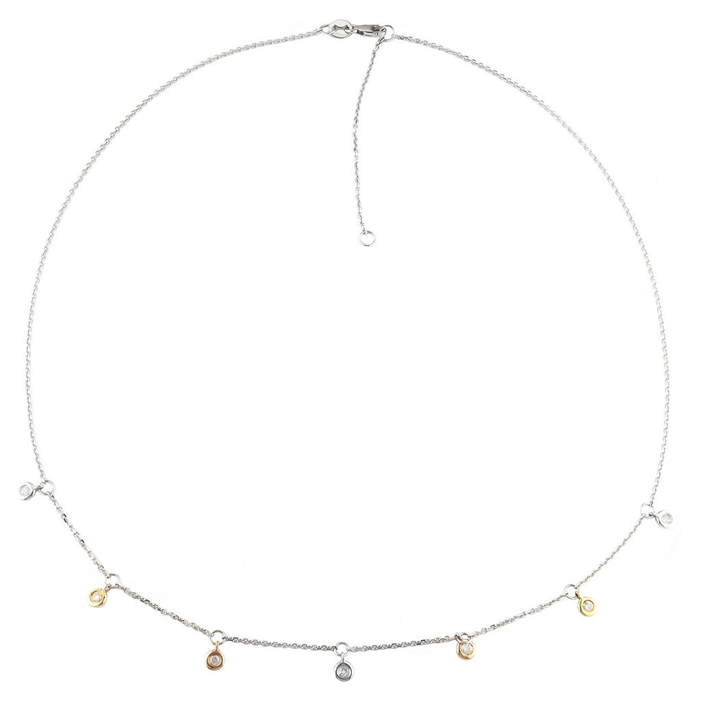 Bezel Dancing Diamonds Tri Color Necklace – SHOPKURY.COM
